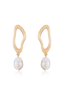Open Circle 18k Gold Plated and Freshwater Pearl Dangle Earrings – Ettika